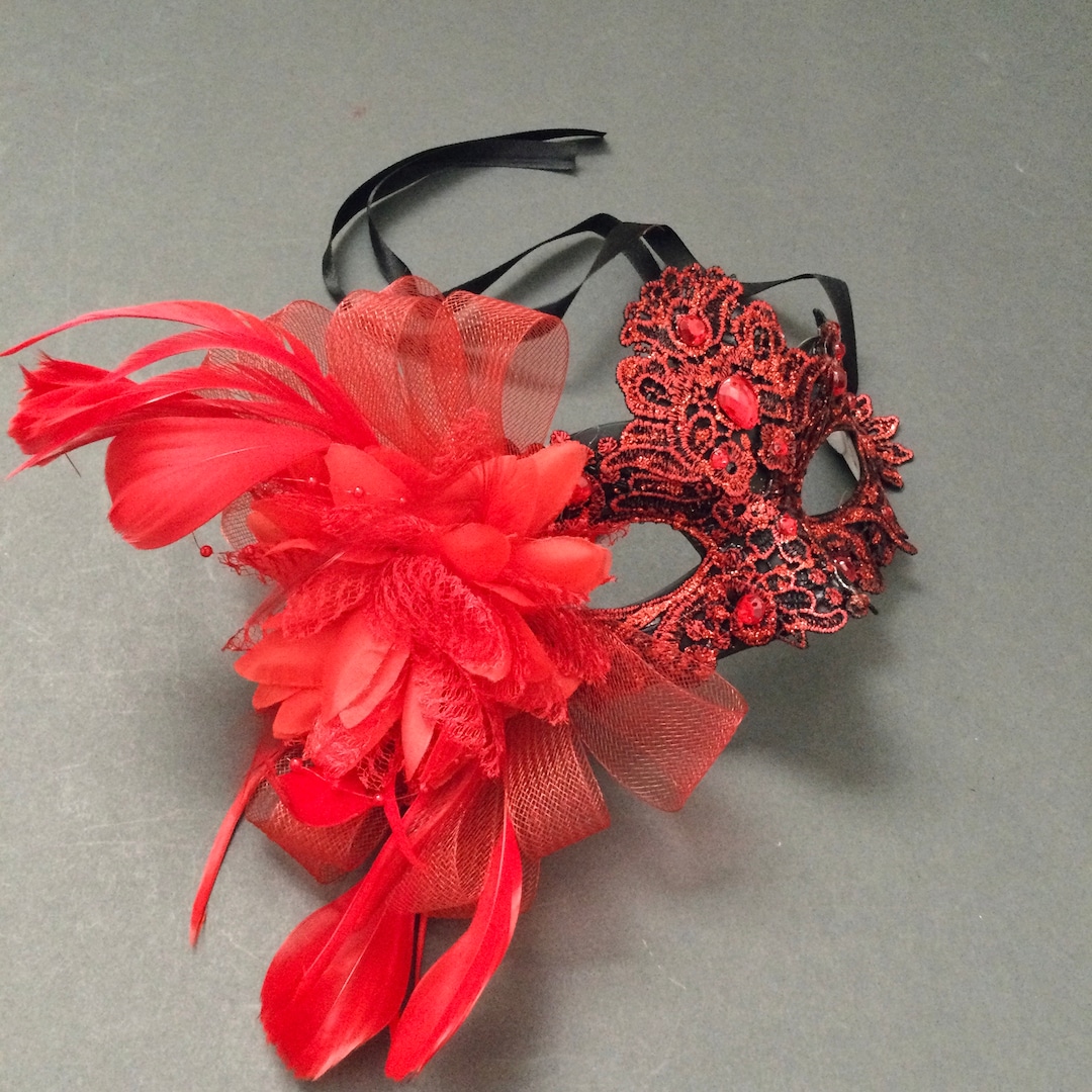 Red Masquerade Ball Lace Mask for Birthday Christmas New Year - Etsy