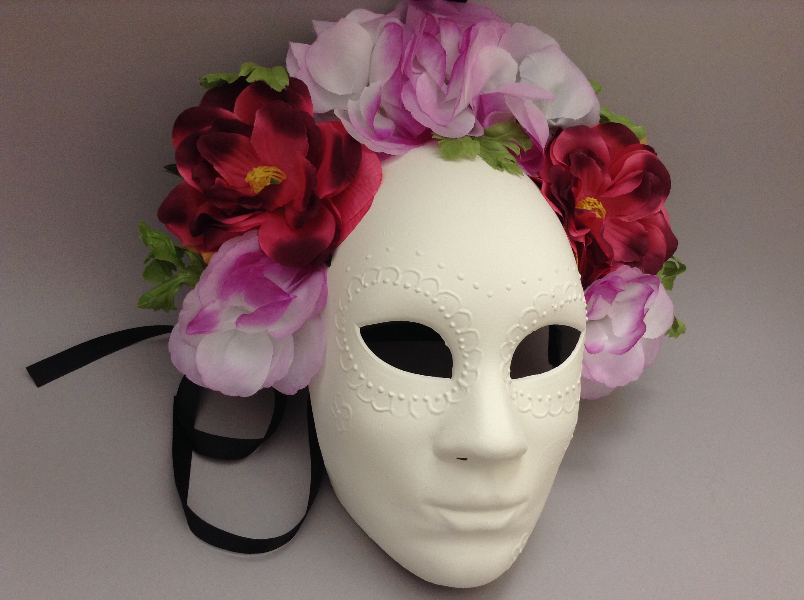 Dia De Los Muertos Unpainted Full Face Flower Mask Day of the - Etsy