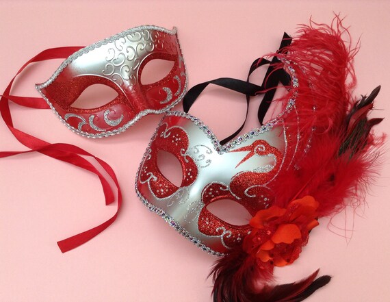 Silver And Red Masquerade Masks For Prom