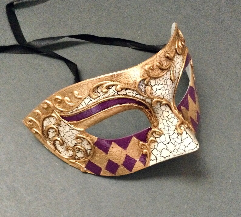 Purple Jolly Jester Mardi Gras Mask Masquerade Carnival - Etsy