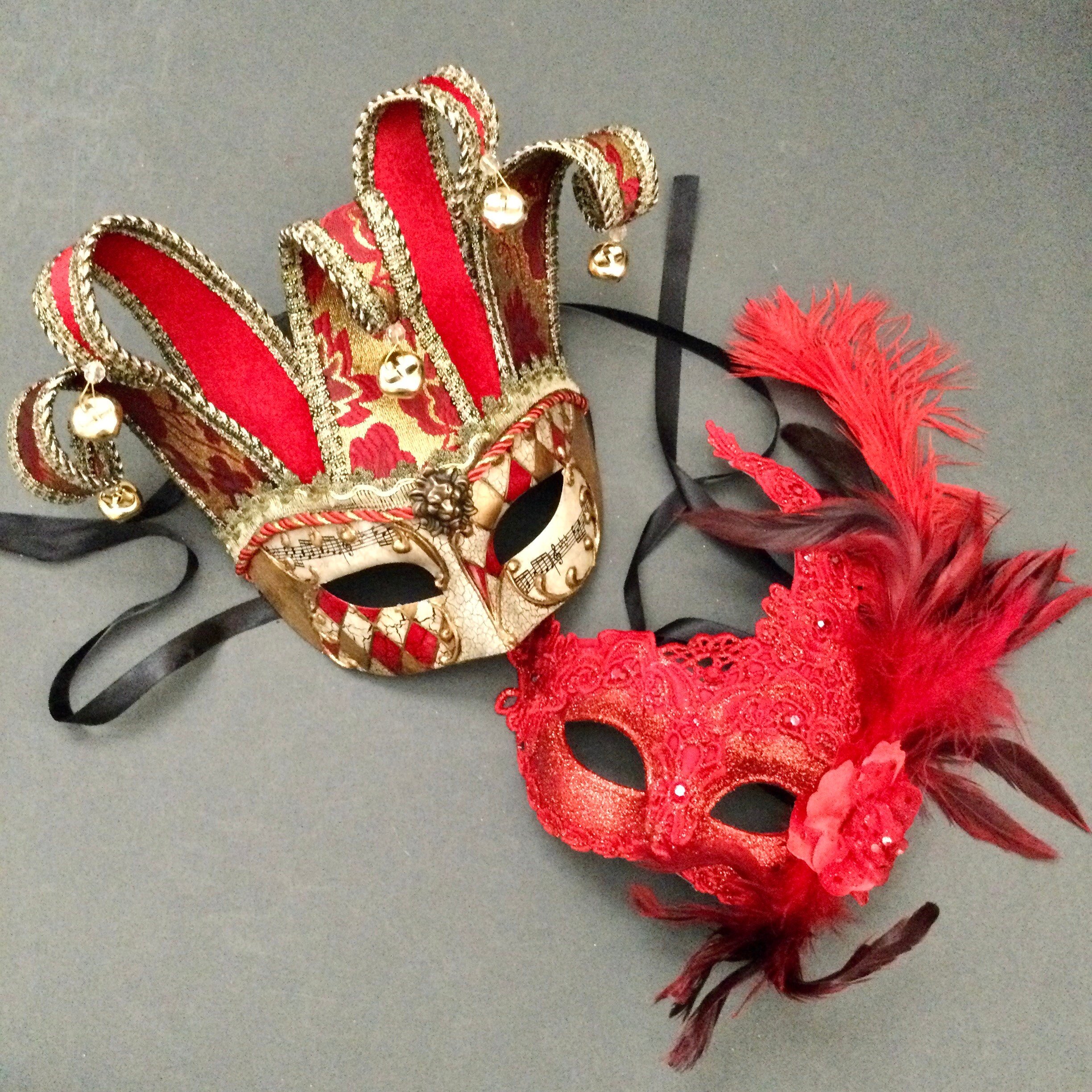 Jolly Jester Gold Red Masquerade Carnival Costume Harlequin - Etsy