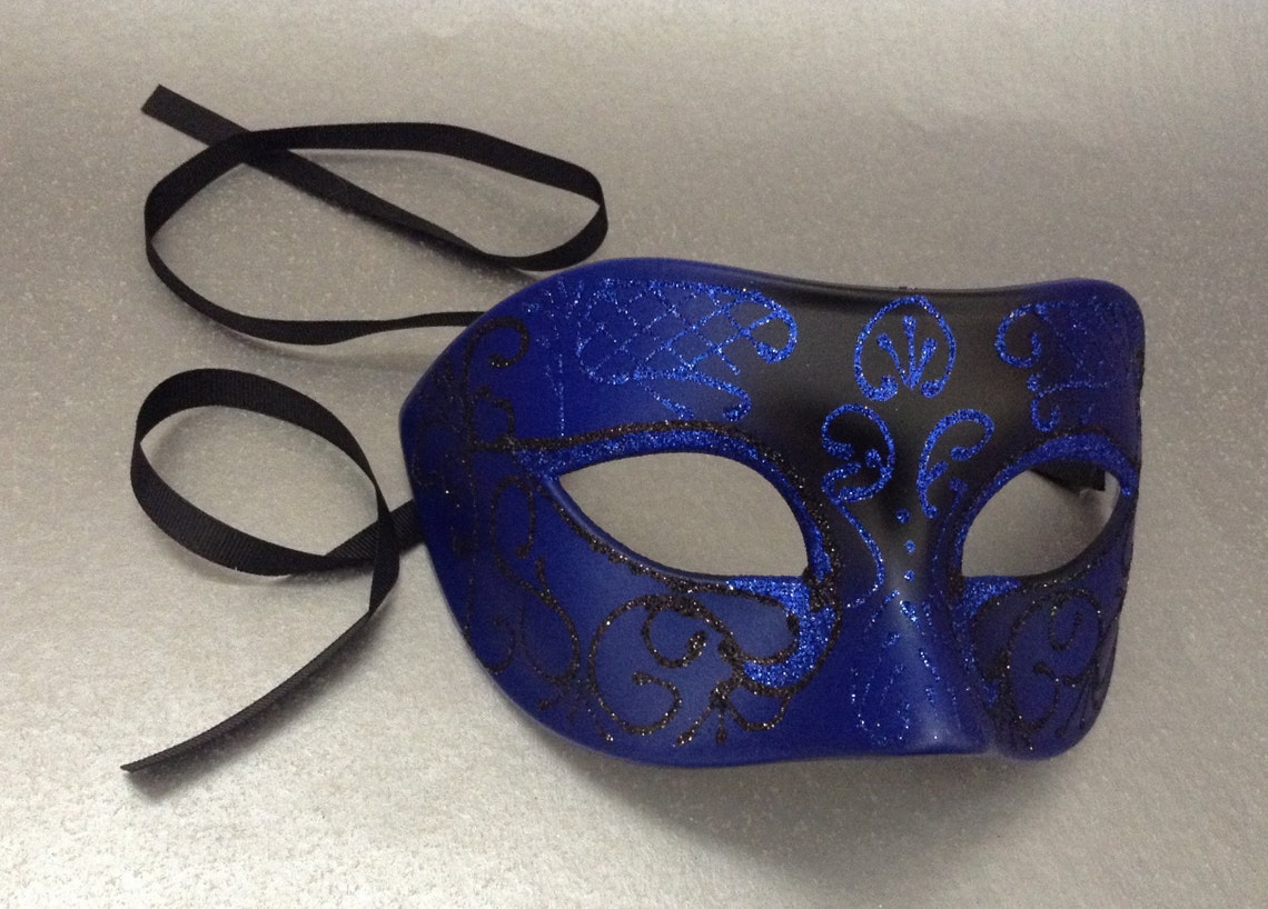 Dark Blue Mens Masquerade Ball Party Mask Pair - Etsy