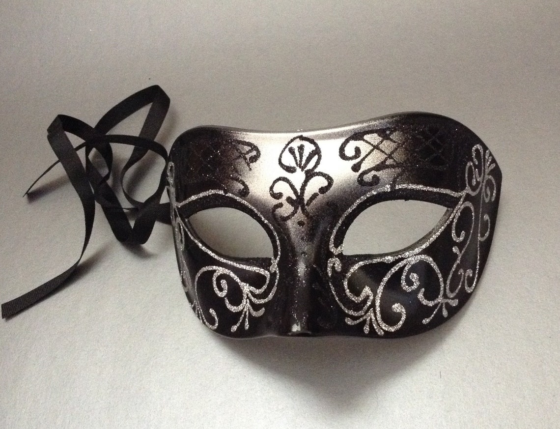 Black Silver Masquerade Ball Mask Pair for Burlesque Prom | Etsy