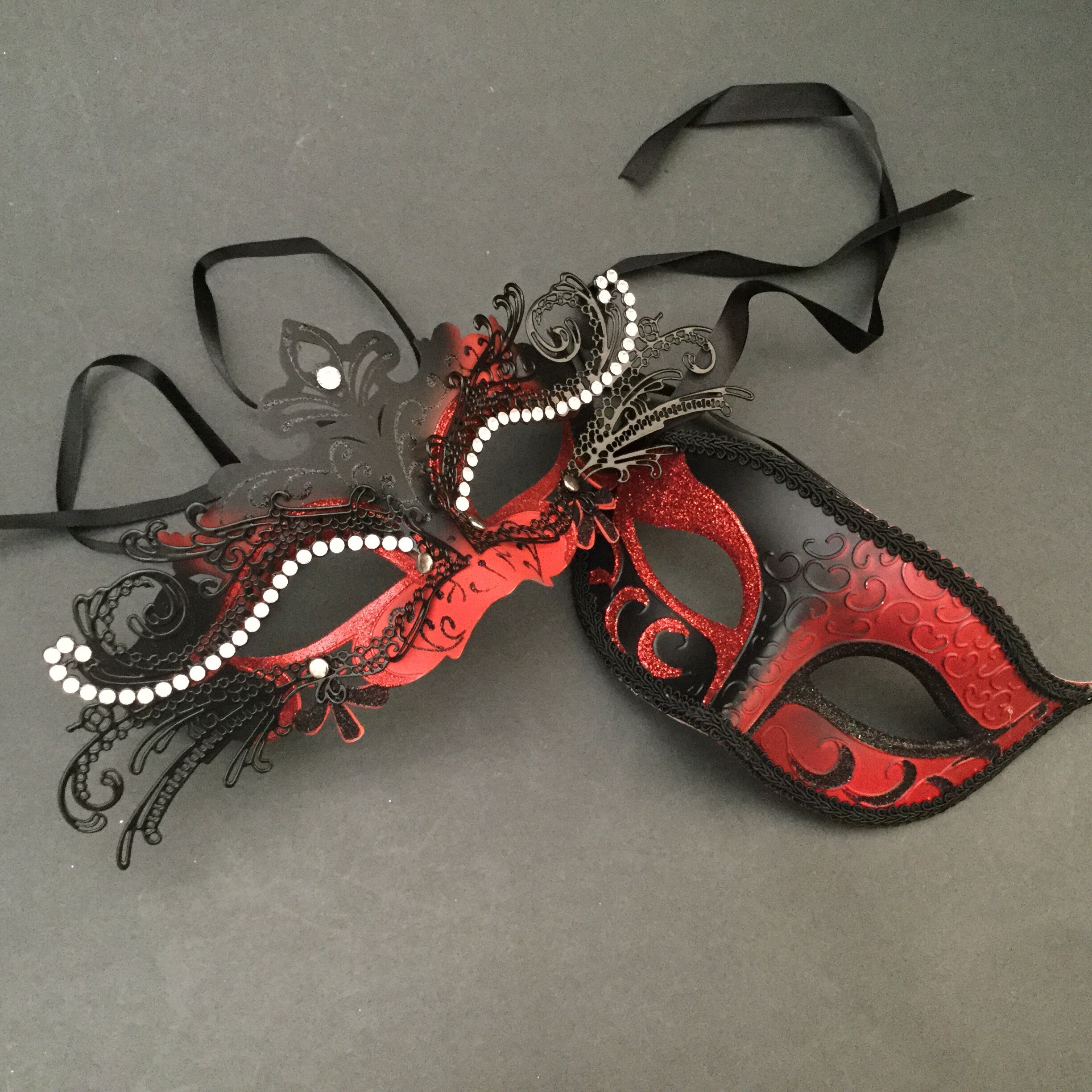 Black Red Masquerade Ball Party Mask Pair Cake Topper Wedding - Etsy