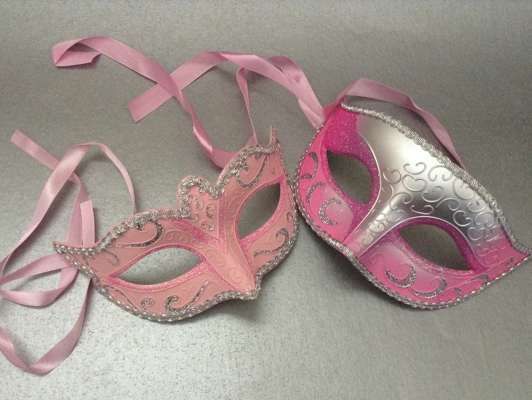 Couples Silver Pink Masquerade Ball Mask Pair - Etsy