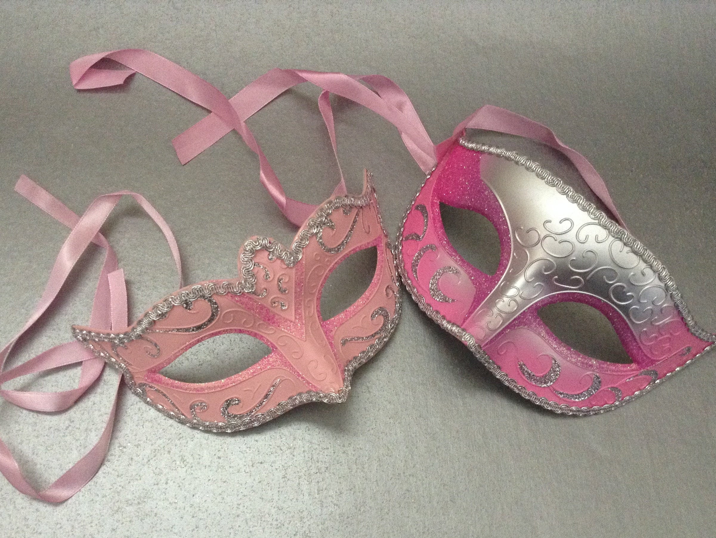 Couples Silver Pink Masquerade ball Mask Pair | Etsy