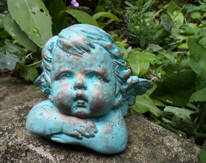 Small Angel Cherub Statue With Crown/vintage Rhinestone/ Vintage Pearls ...
