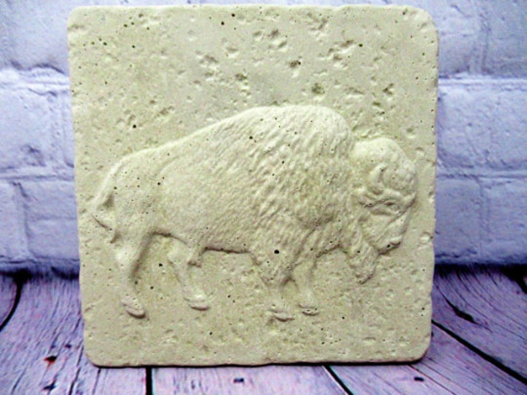 Buffalo, Bison Concrete Wall Plaque Tile, Home Decor, Garden Decor ...