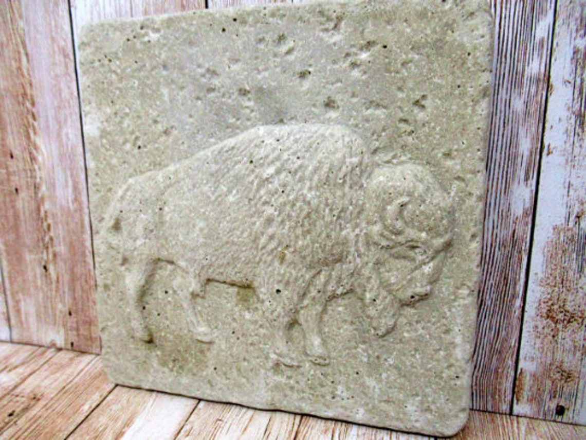 Buffalo, Bison Concrete Wall Plaque Tile, Home Decor, Garden Decor ...