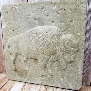 Buffalo, Bison Concrete Wall Plaque Tile, Home Decor, Garden Decor ...