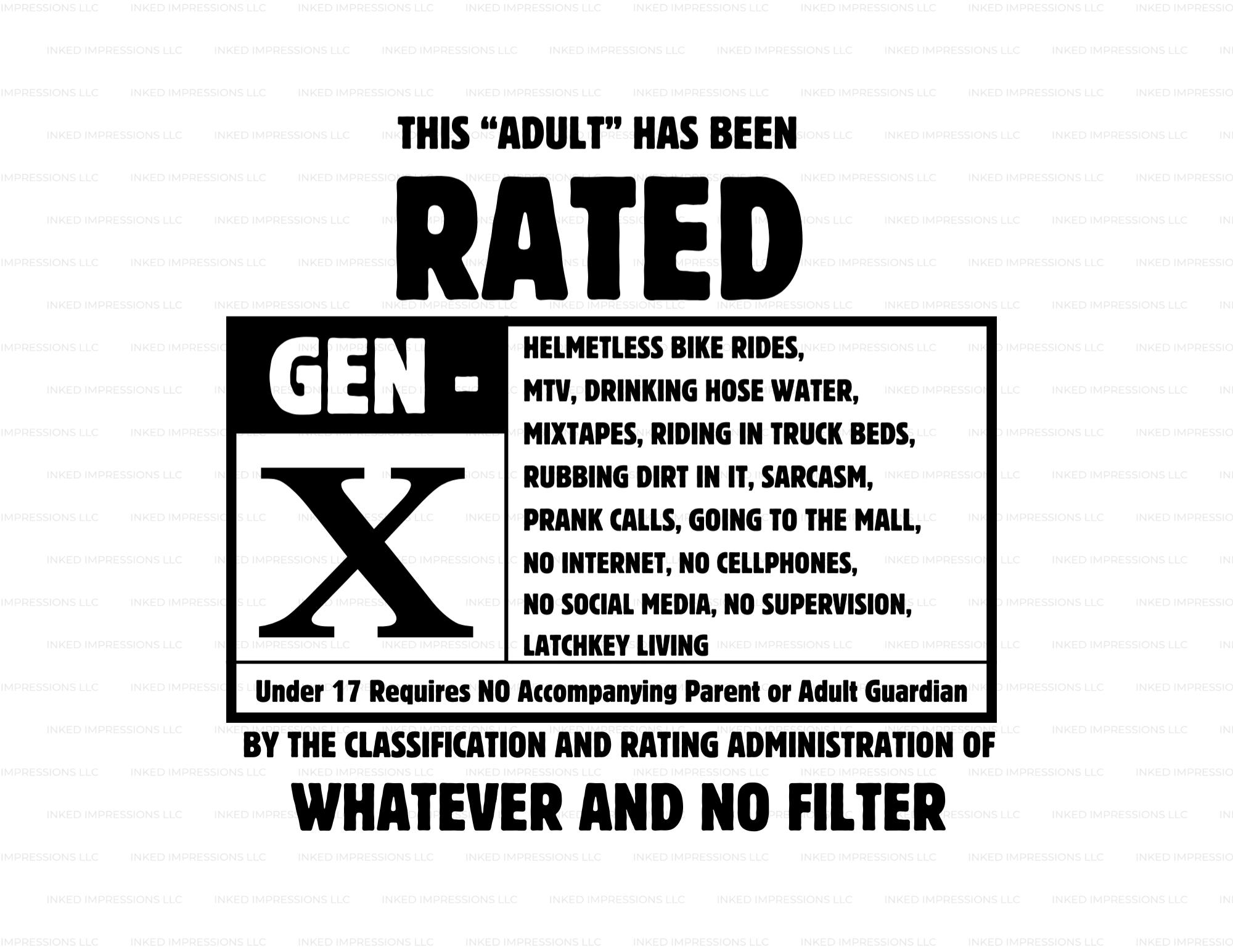 Rated GEN X SVG PNG, Gen-x Design (instant Download) - Etsy