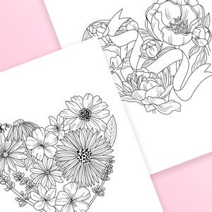 Valentine Blooms, Love, Flowers, Coloring Pages, Coloring Sheets, PDF ...