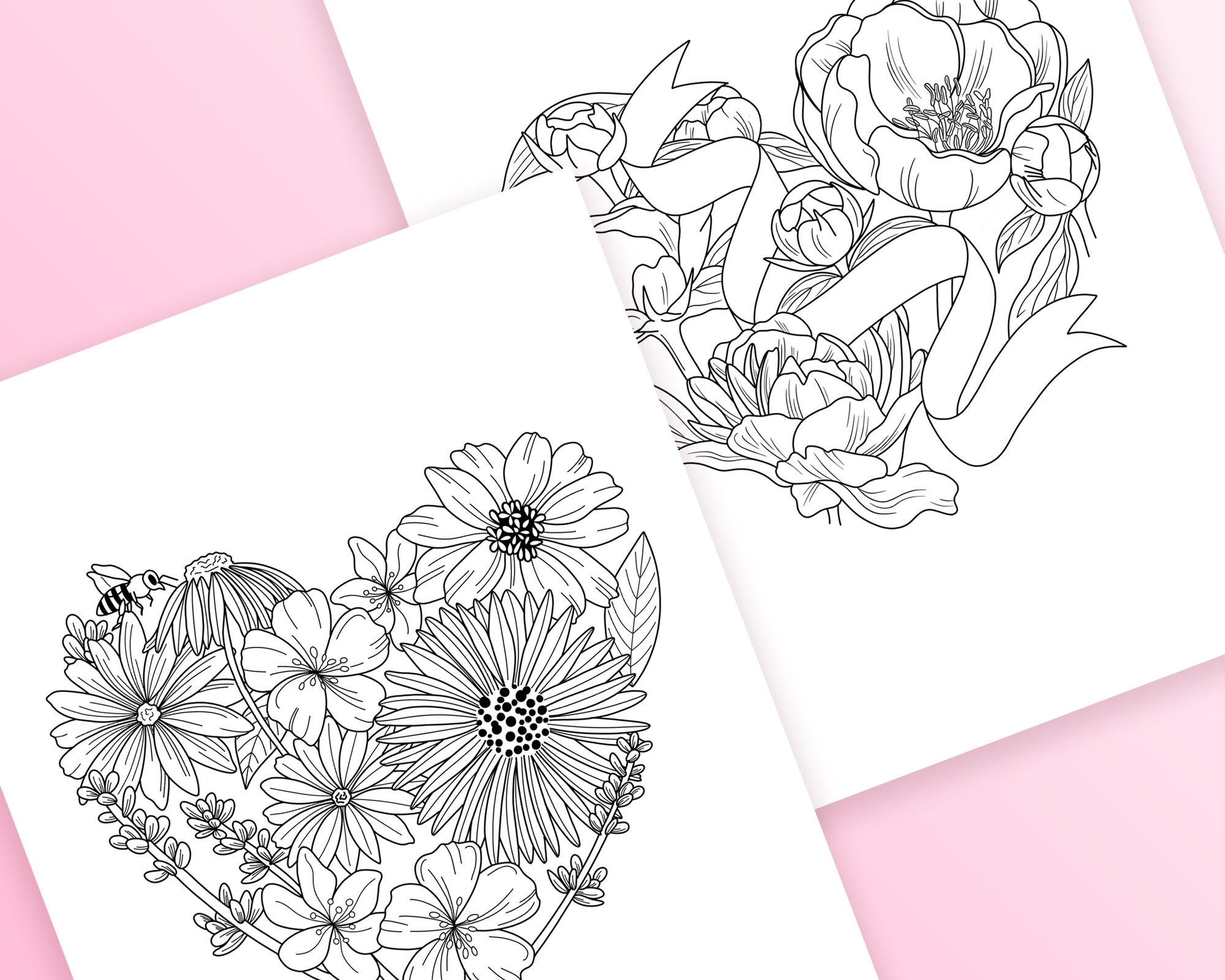 Valentine Blooms, Love, Flowers, Coloring Pages, Coloring Sheets, PDF ...