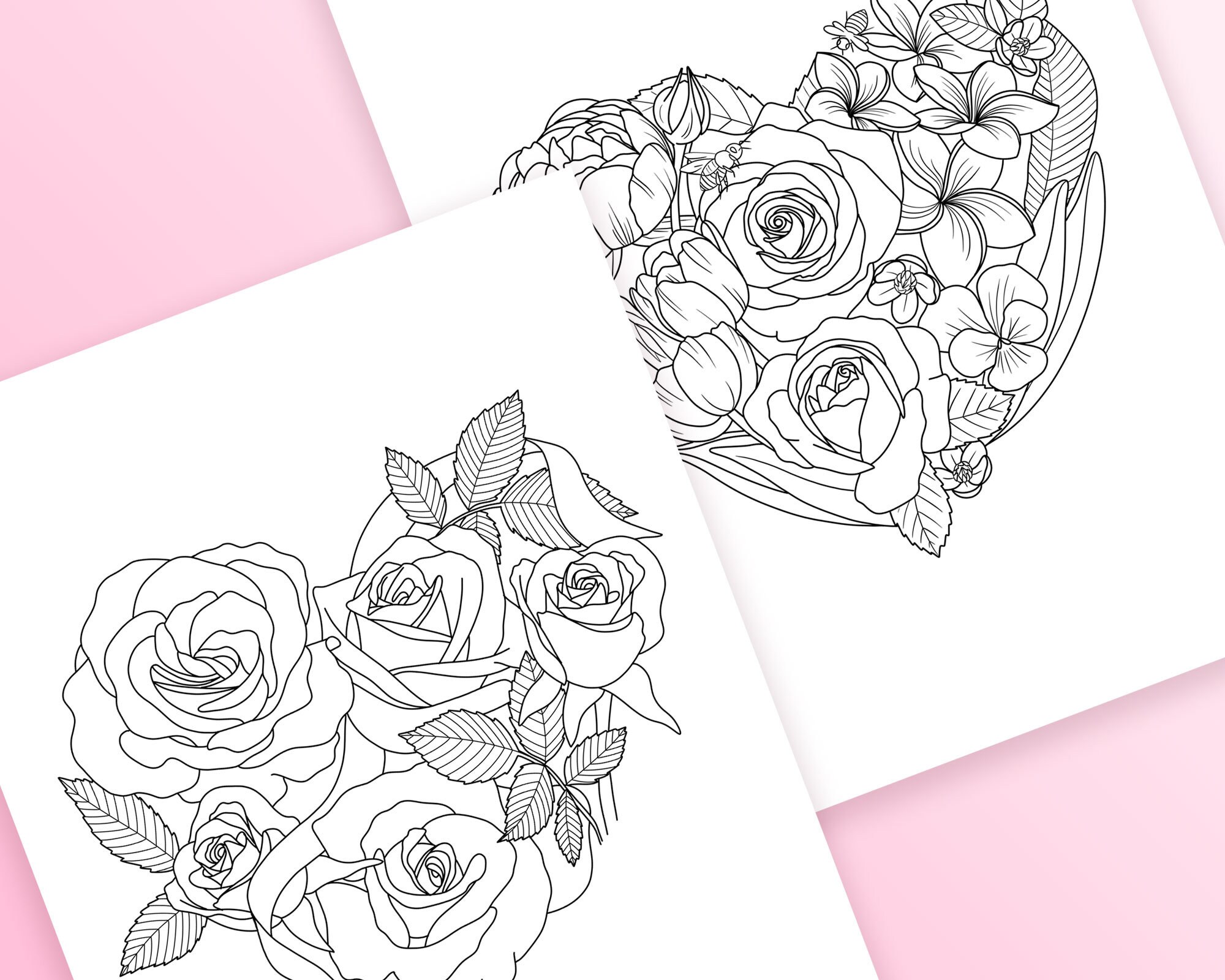 Valentine Blooms, Love, Flowers, Coloring Pages, Coloring Sheets, PDF ...