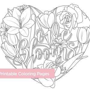 Valentine Blooms, Love, Flowers, Coloring Pages, Coloring Sheets, PDF ...