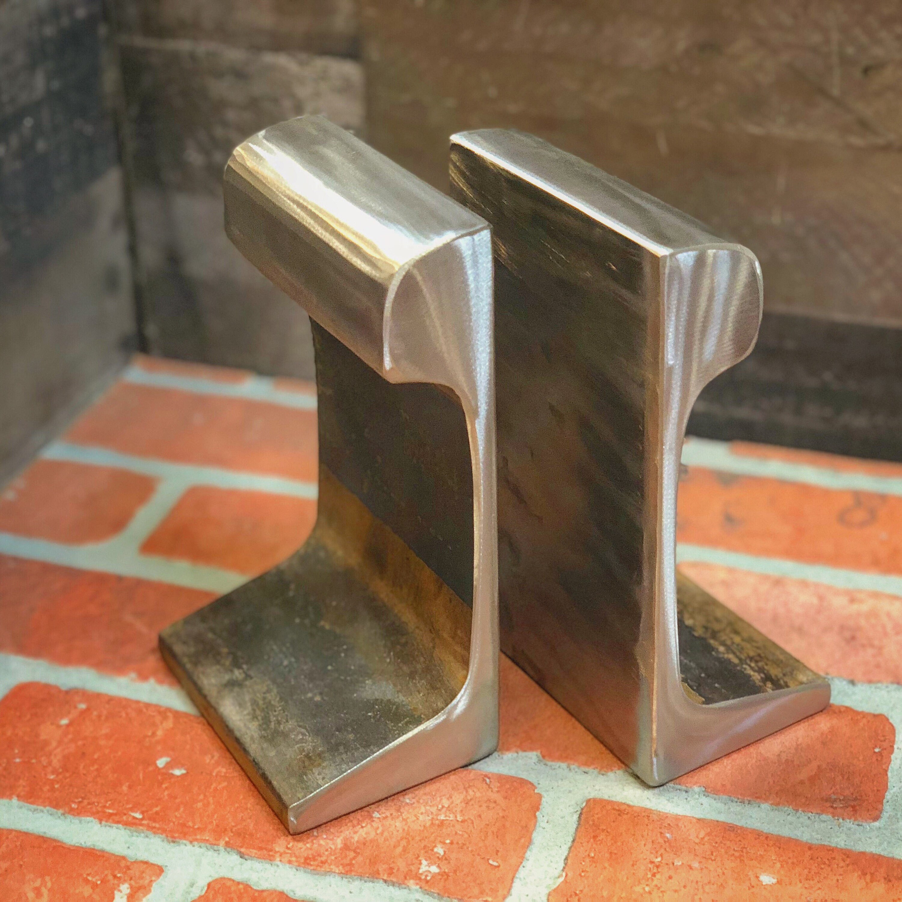 Large Polished Antique Railroad Bookends | Etsy