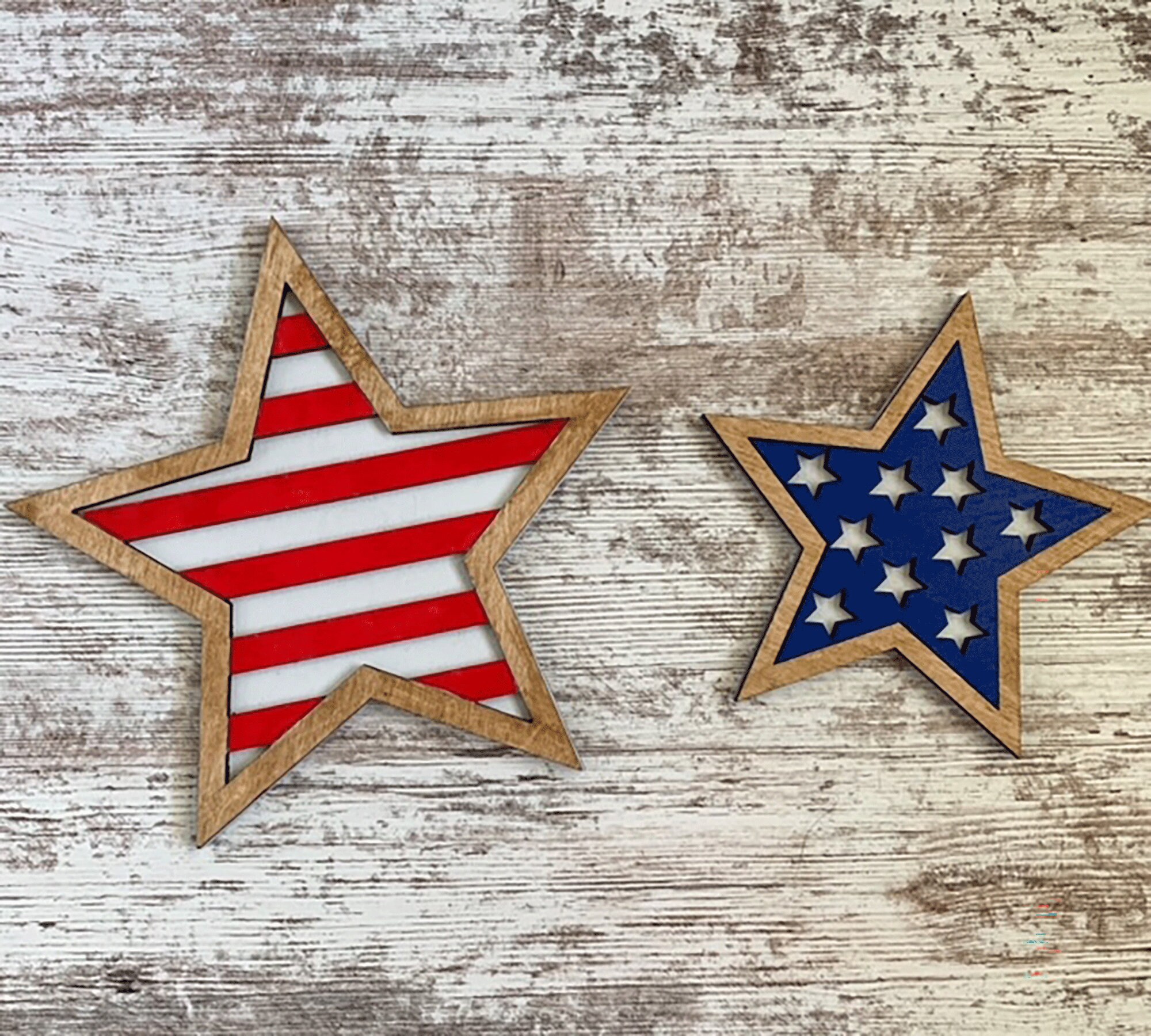 Set of 2 American Flag Stars for Tiered Tray Decor 4th of | Etsy