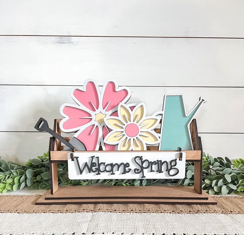 Welcome Spring Shelf Sitter Decor Unique Kitchen Decor - Etsy