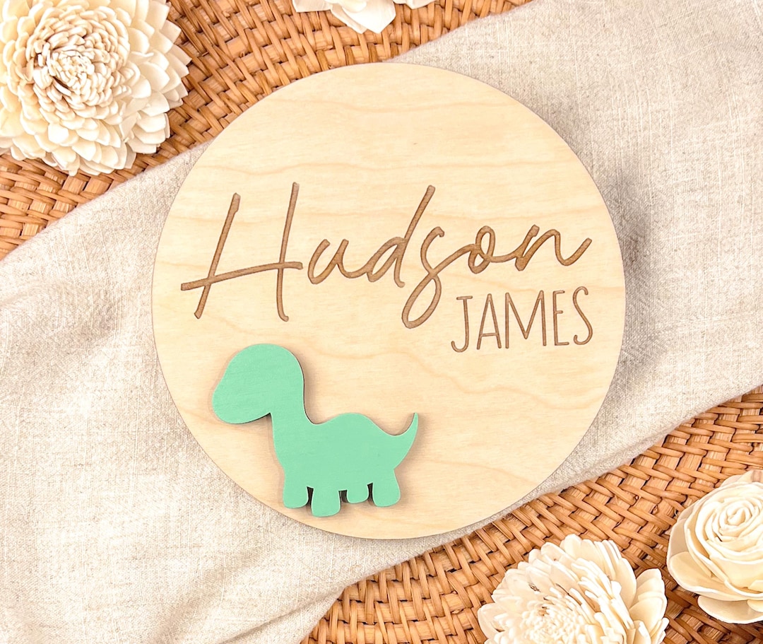 Personalized Dinosaur Name Sign, Custom Baby Name Sign, Wooden Nursery ...