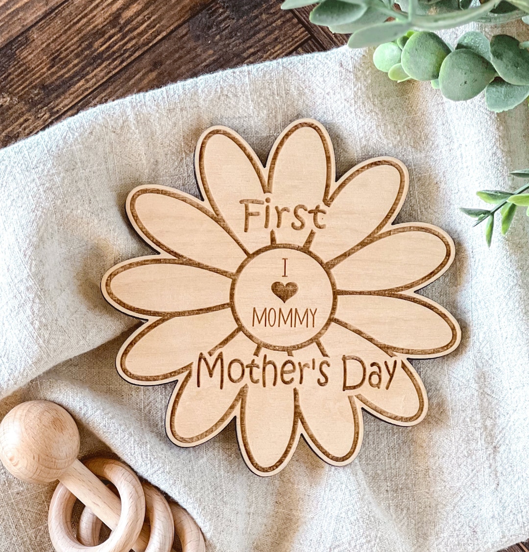 Wooden Baby Milestone Cards, My First Mother's Day, Baby Milestone Disc ...
