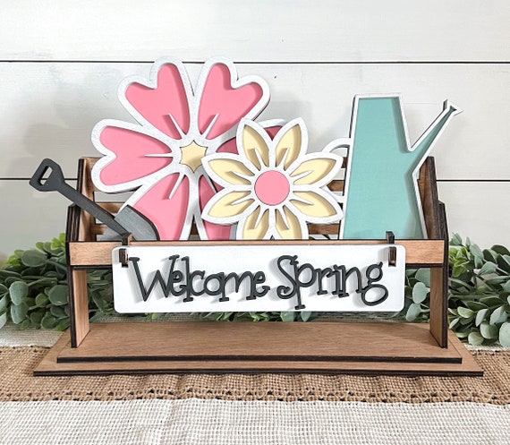 Welcome Spring Shelf Sitter Decor Unique Kitchen Decor | Etsy