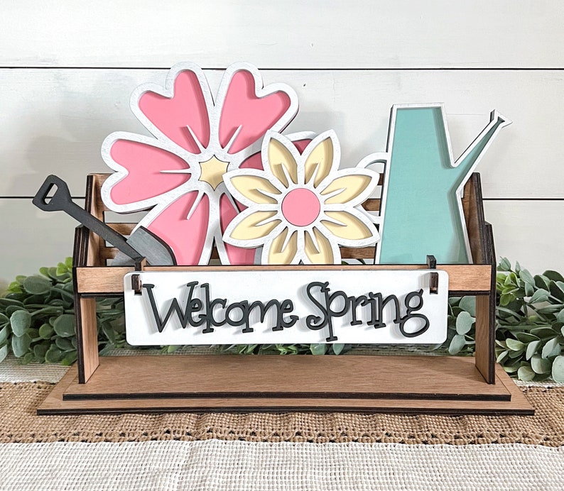 Welcome Spring Shelf Sitter Decor Unique Kitchen Decor - Etsy