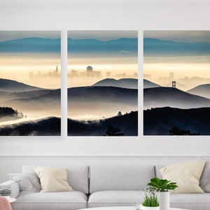 San Francisco Skyline Large Wall Art Home Decor Landscape Triptych ...