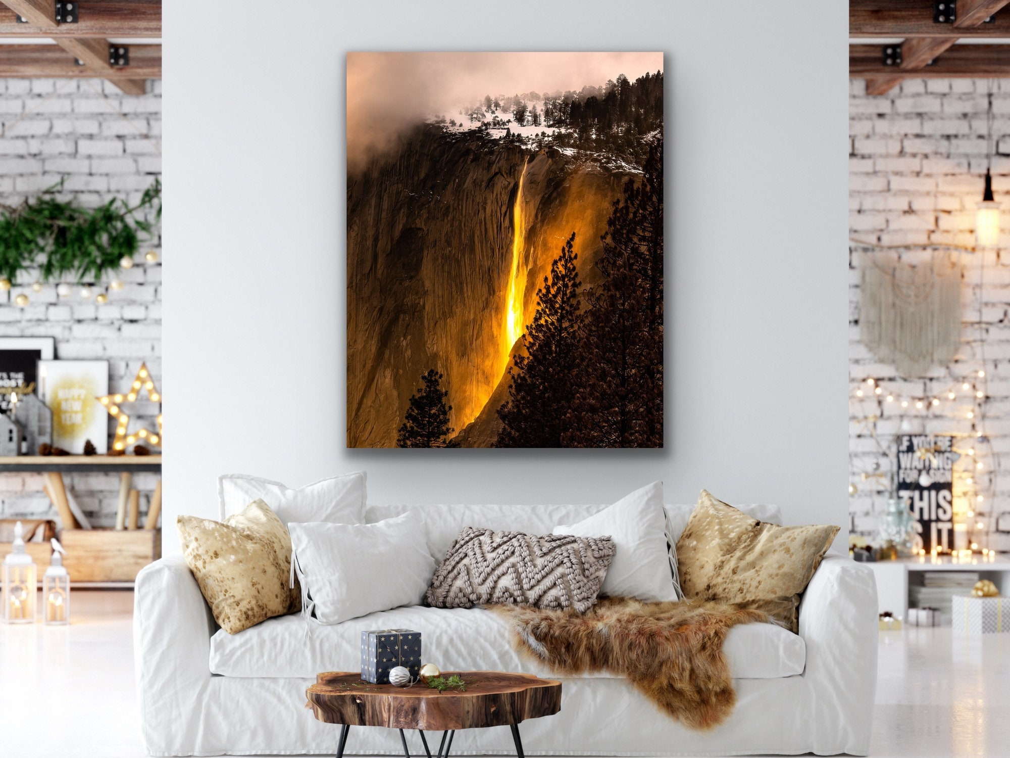 Yosemite Firefall Print Horsetail Falls Wall Art Glowing - Etsy
