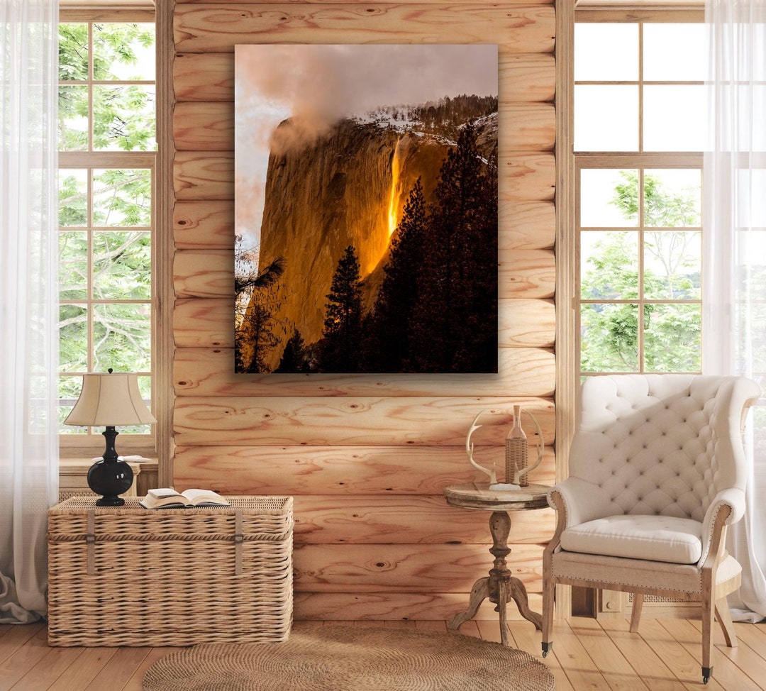 Yosemite Firefall Wall Art – Horsetail Fall Sunset Print, Glowing ...