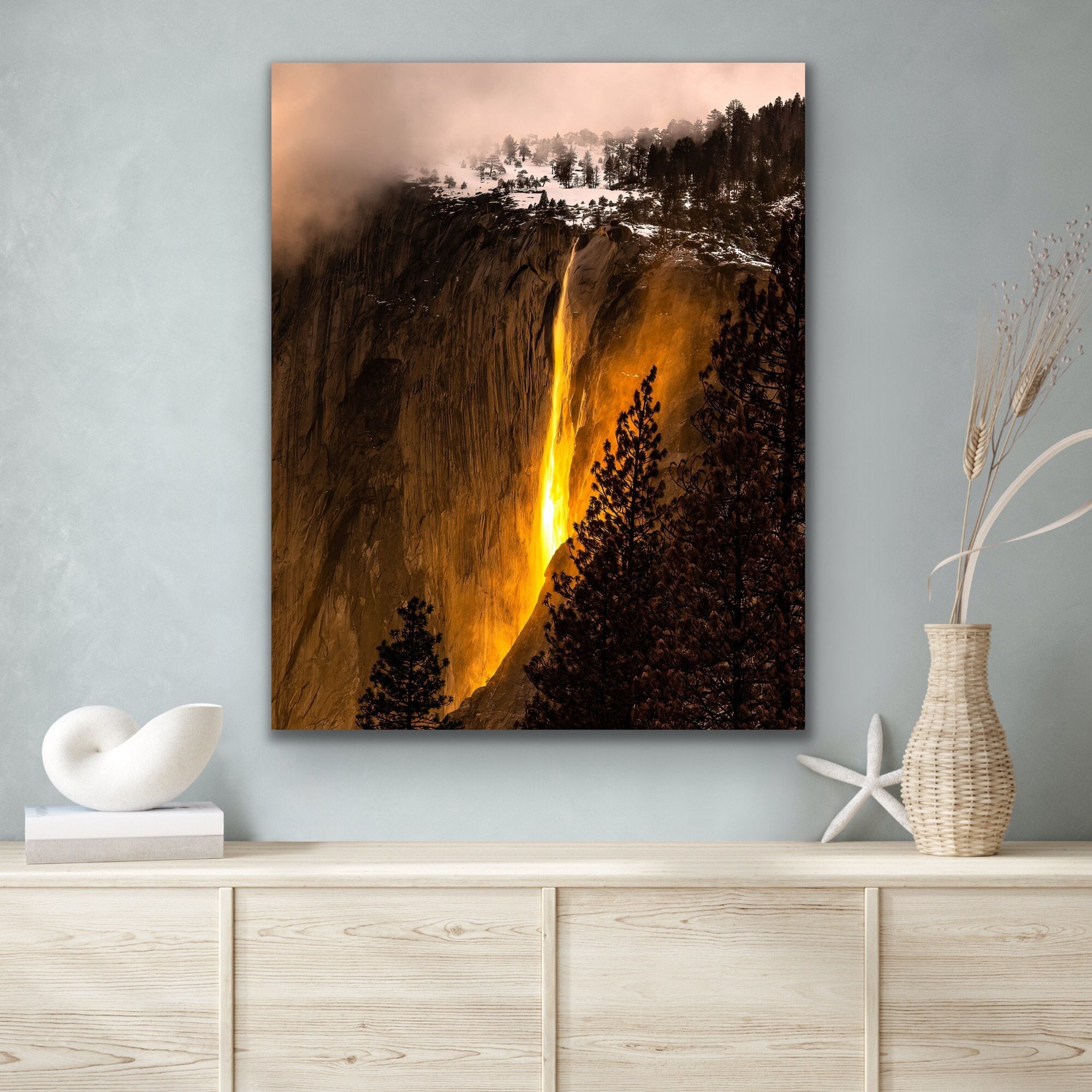 Yosemite Firefall Print Horsetail Falls Wall Art Glowing - Etsy