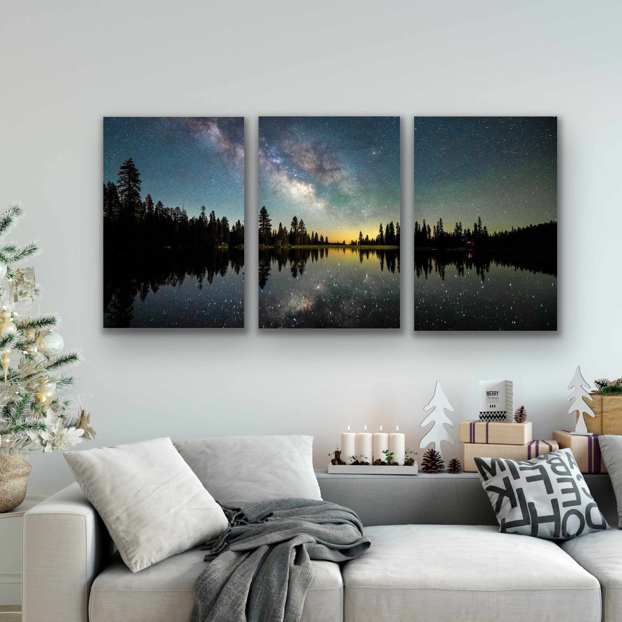 Large Canvas Milky Way Triptych Print Large Canvas Room Decor Night Sky ...