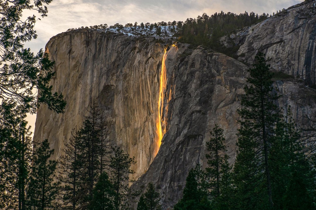 Yosemite Firefall Print, Glowing Waterfall Wall Art, Horsetail Fall ...