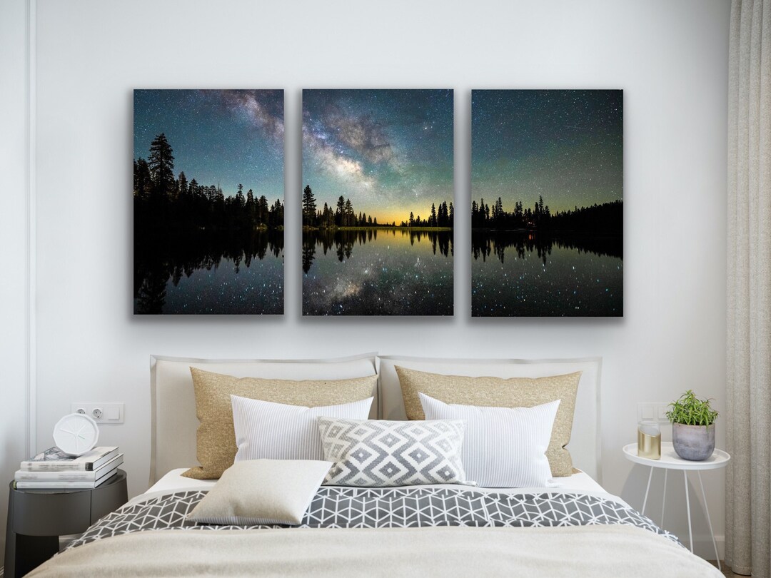 Large Canvas Milky Way Triptych Print Large Canvas Room Decor Night Sky ...