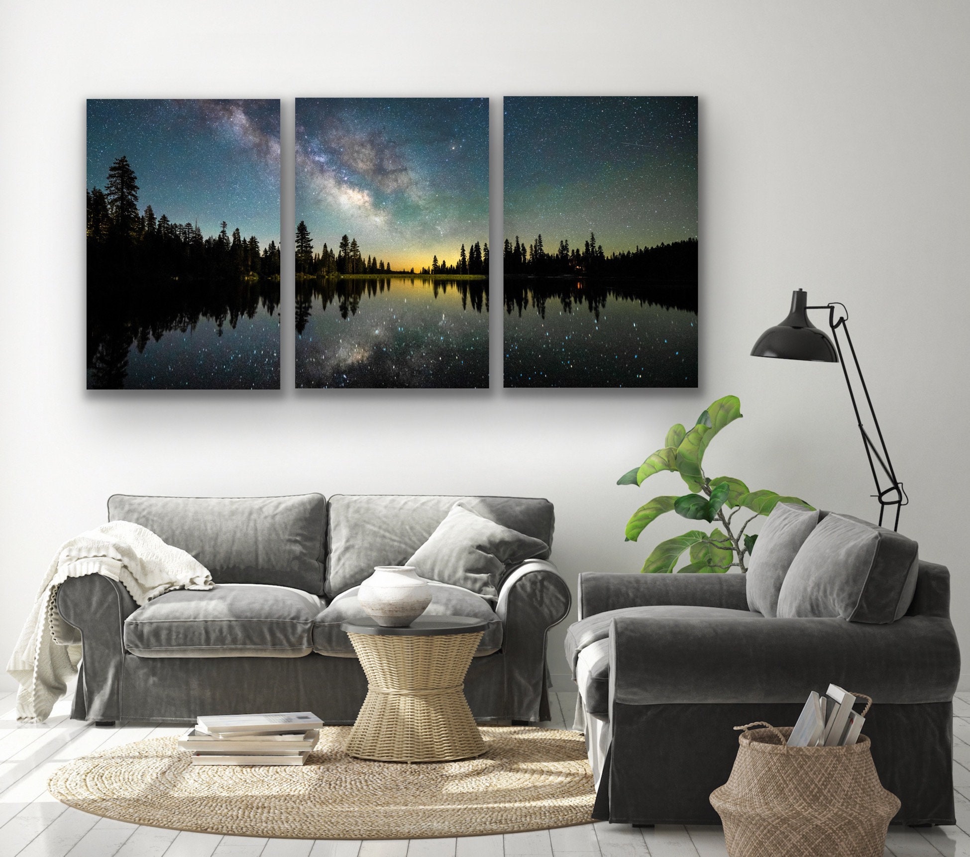 Large Canvas Milky Way Triptych Print Large Canvas Room Decor Night Sky ...