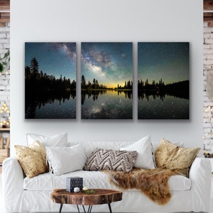 Large Canvas Milky Way Triptych Print Large Canvas Room Decor Night Sky ...