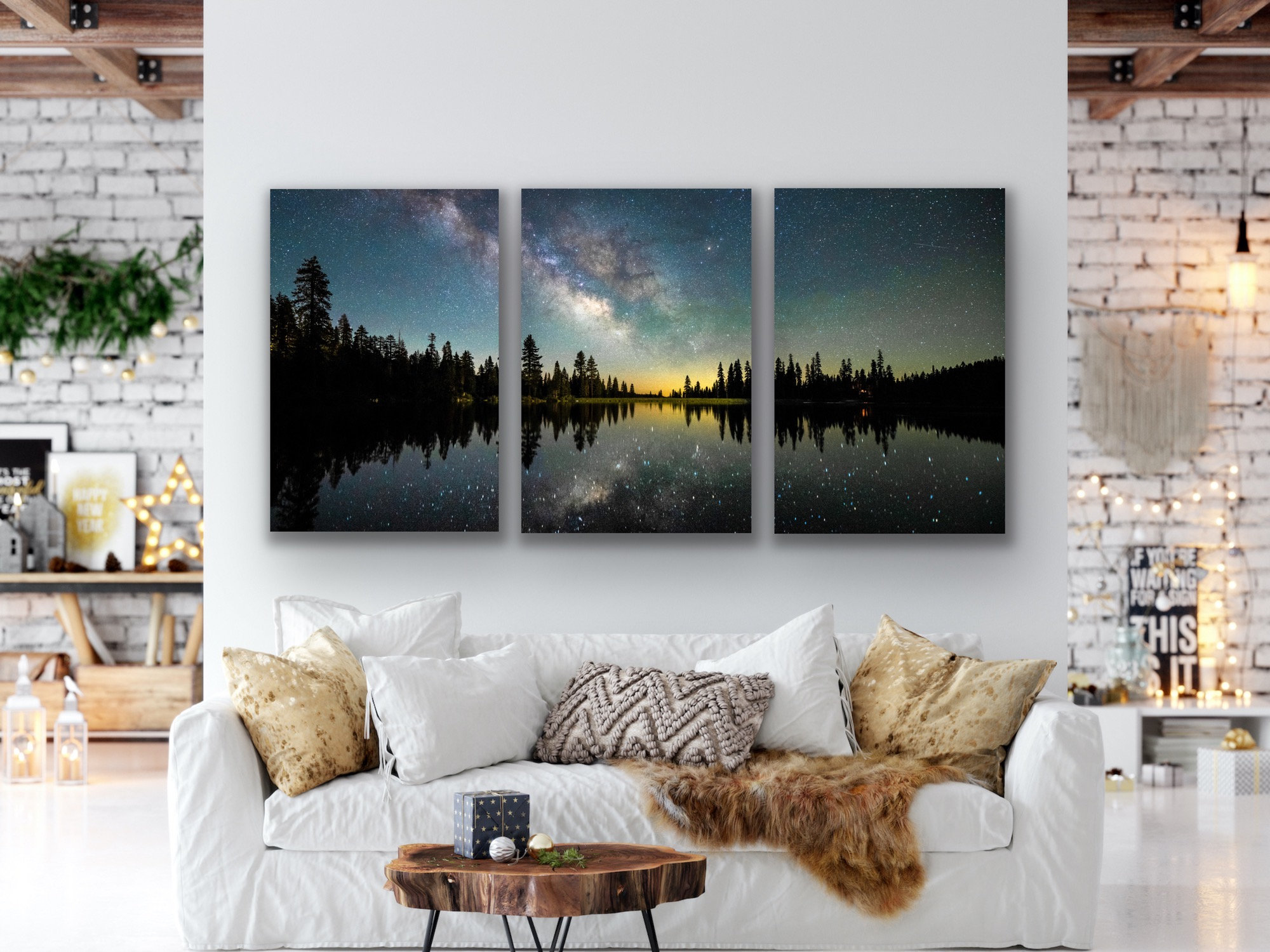 Large Canvas Milky Way Triptych Print Large Canvas Room Decor Night Sky ...
