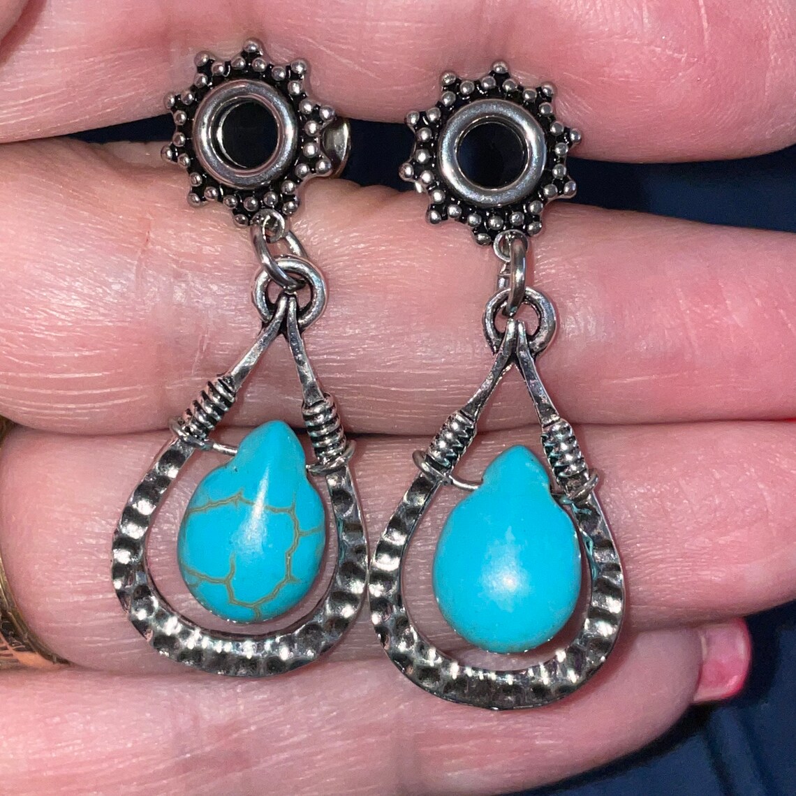 Faux Turquoise Dangle Tunnels. 2g or 6mm. - Etsy