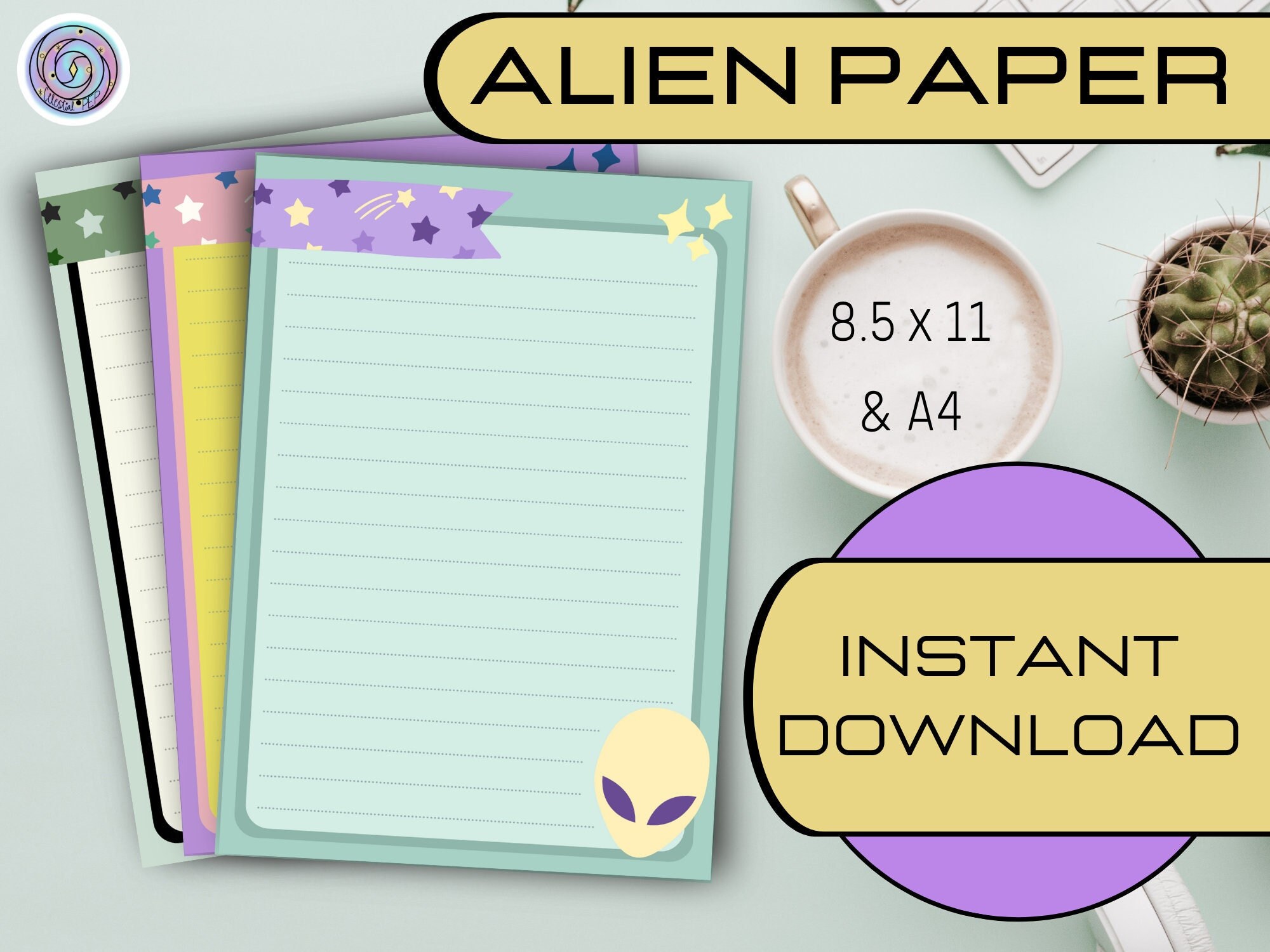 Printable Alien Stationary: Instant Digital Download - Etsy