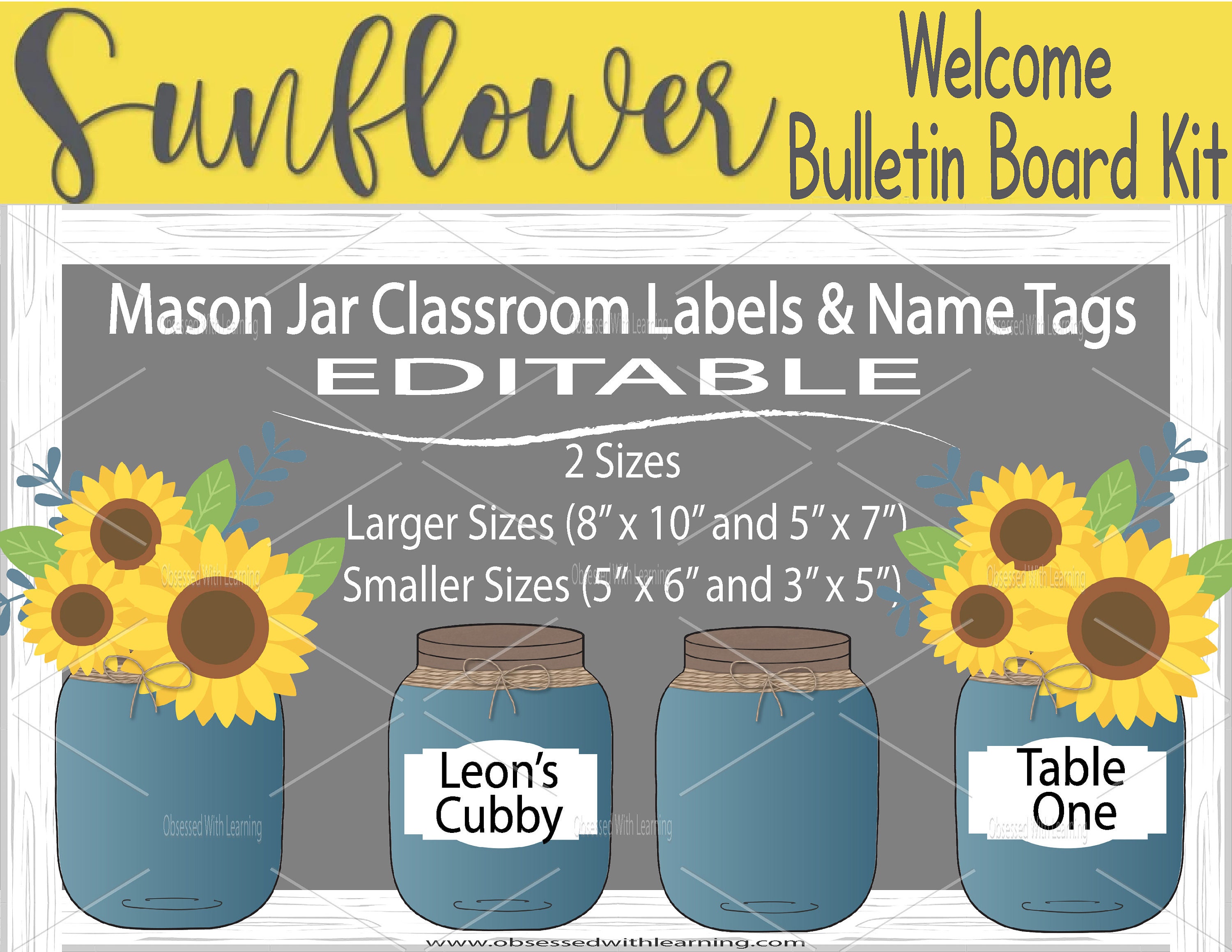 Sunflower Bulletin Board Set for Classroom Decor, School Labels, and ...