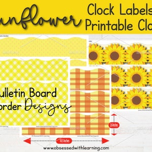 Sunflower Bulletin, Classroom Clock Labels, Educational Time Management ...