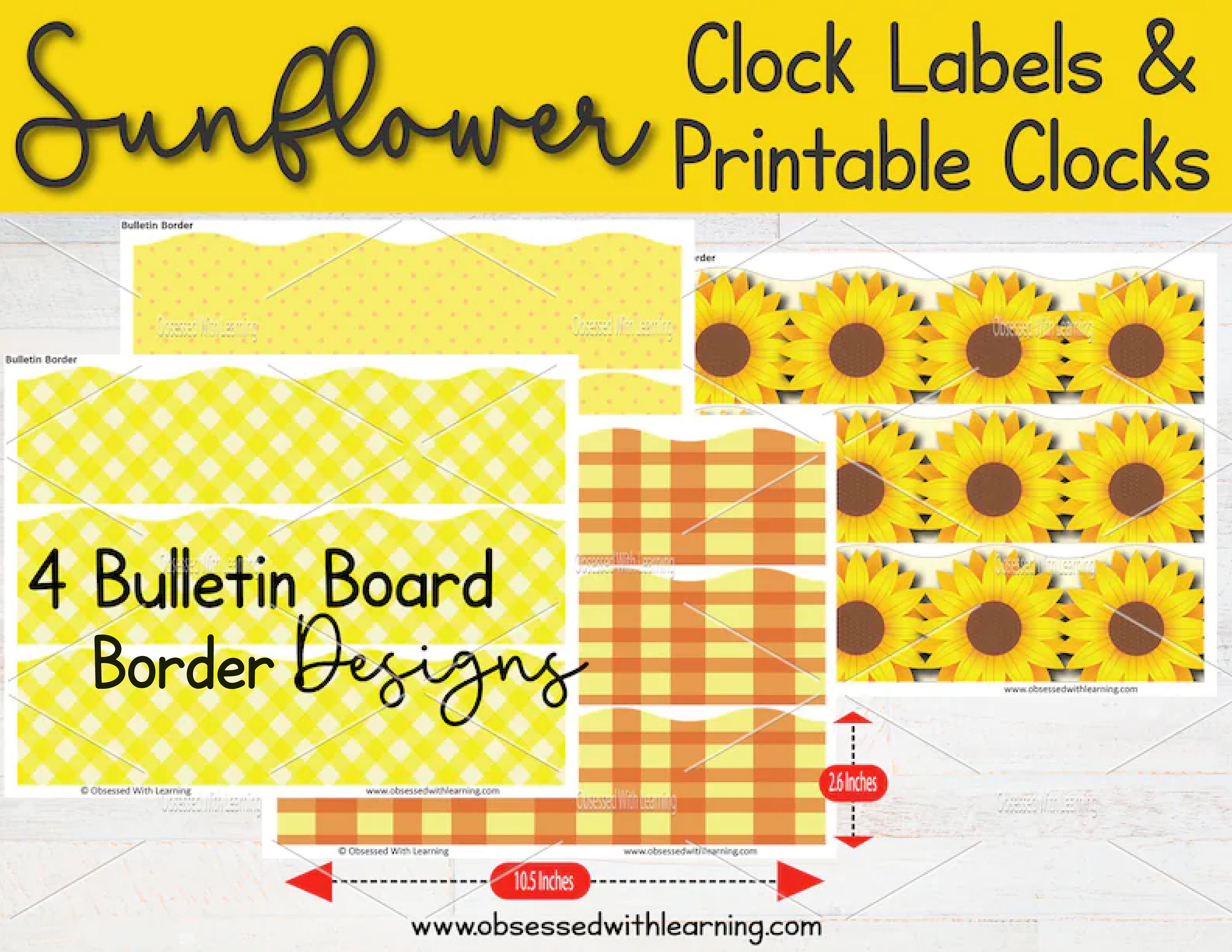 Sunflower Bulletin, Classroom Clock Labels, Educational Time Management ...