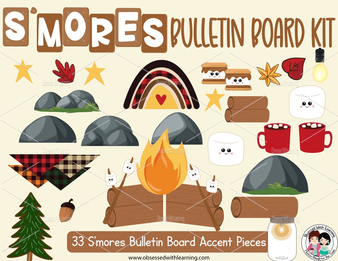Camping Smores Classroom Buffalo Plaid Bulletin Board Letters and Decor ...