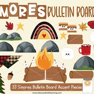Camping Smores Classroom Buffalo Plaid Bulletin Board Letters and Decor ...