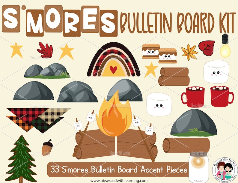 Camping Theme Bulletin Board Kit Smores Bulletin Board Kit - Etsy UK