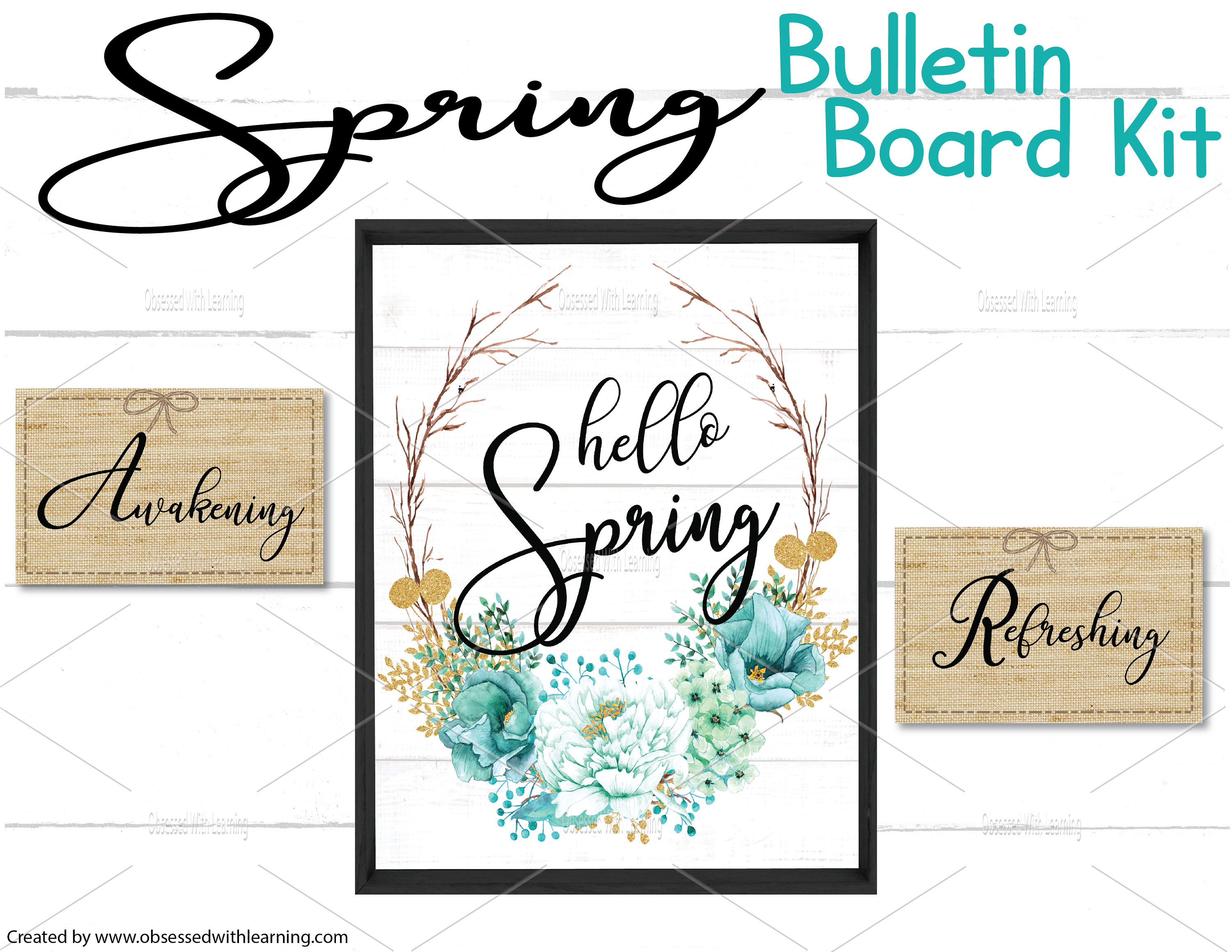 BOHO Spring Bulletin Board, Hello Spring, Spring Wall Décor, Spring ...