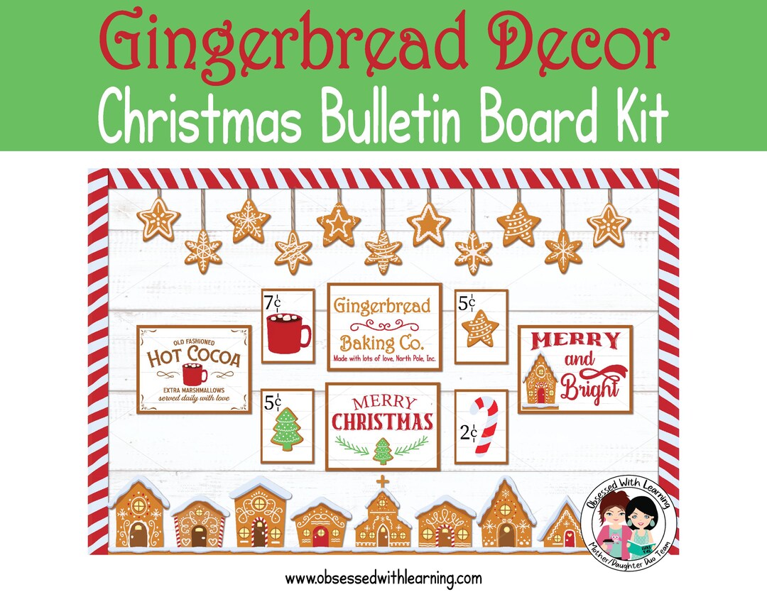 Christmas Bulletin Board, Gingerbread Décor, Farmhouse Christmas ...