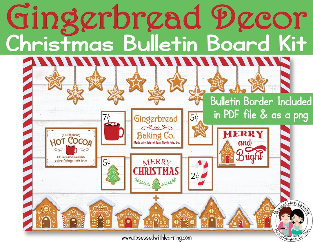 Christmas Bulletin Board, Gingerbread Décor, Farmhouse Christmas ...