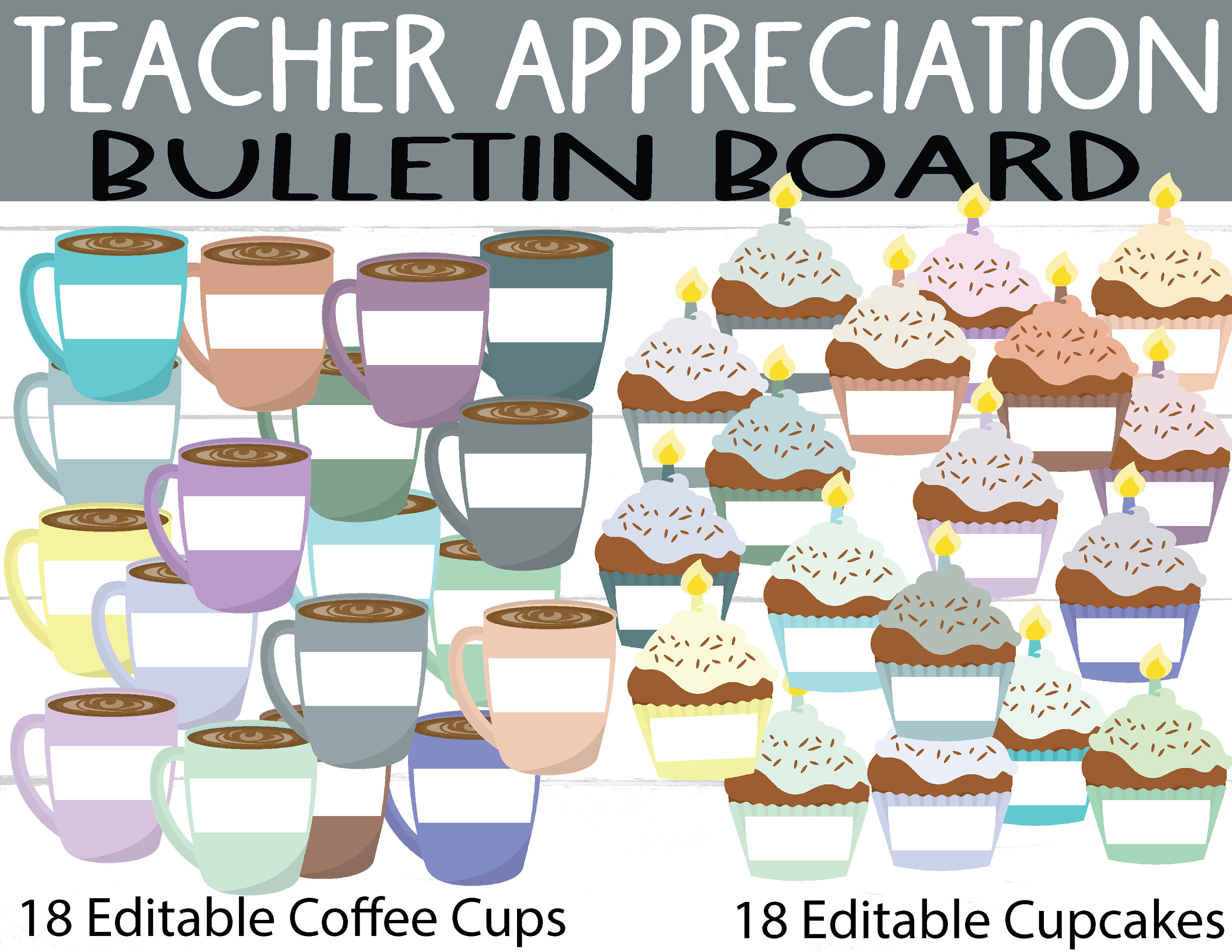 Teacher Appreciation Poster Kit for Classroom Bulletin Board Kit Coffee ...