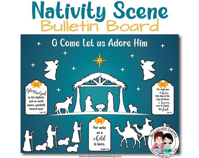 Nativity Scene Bulletin Board Kit: Religious Christmas Classroom Decor ...
