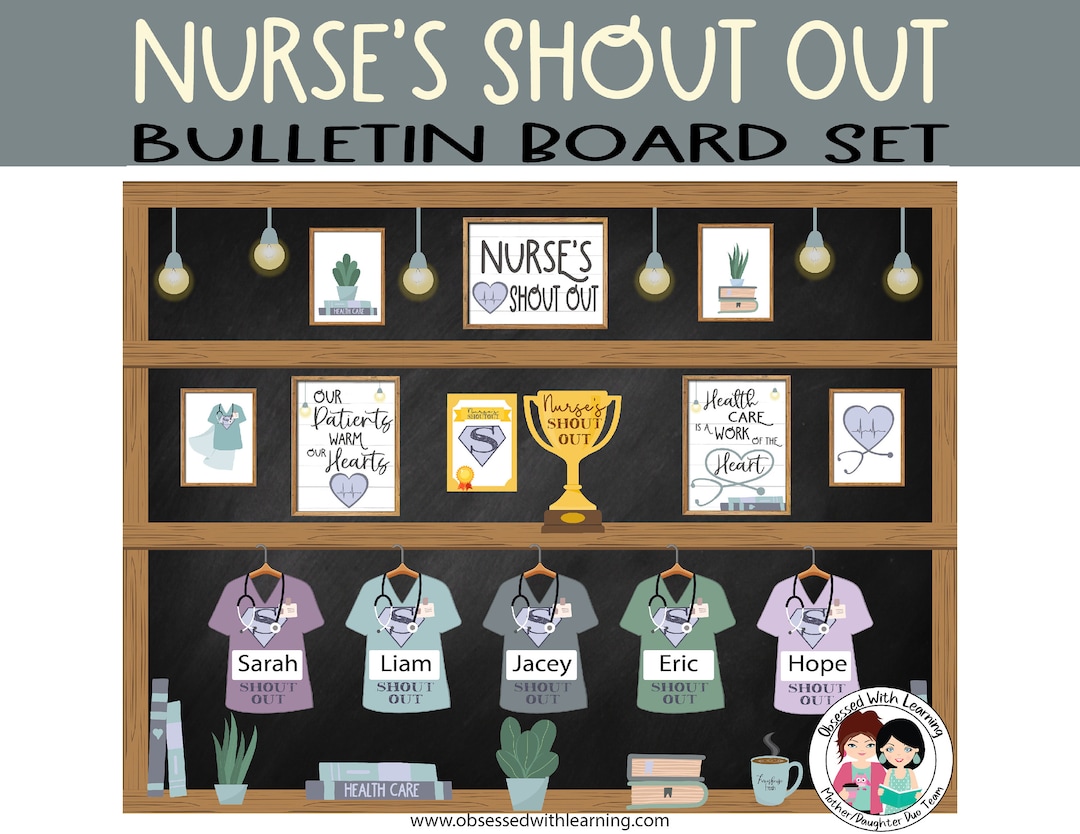 Editable Nurse Bulletin Board Sign, Medical Scrubs Poster, School Nurse ...